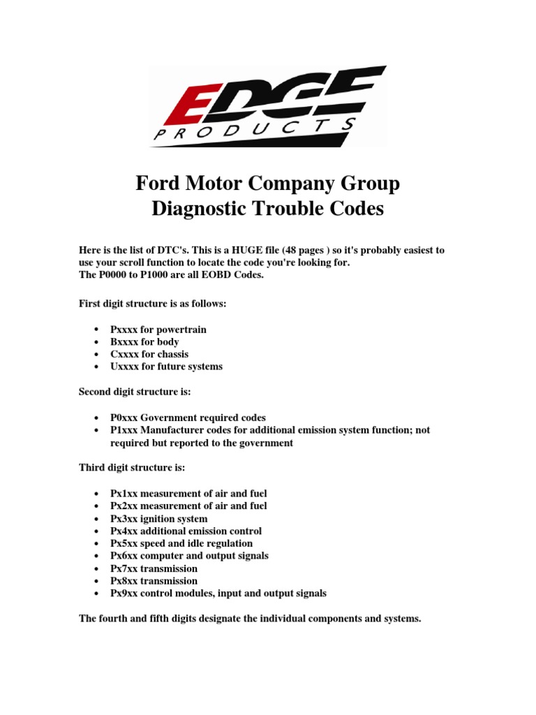 Ford Codes | PDF | Ignition System | Fuel Injection