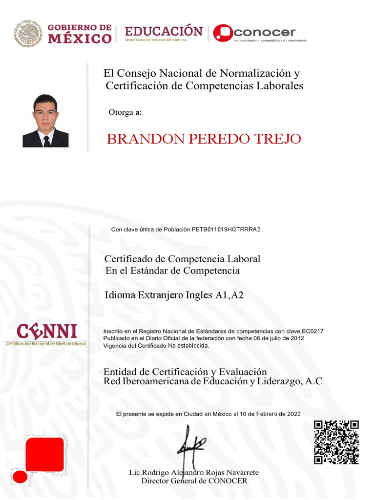 Certificado Conocer Sep | PDF