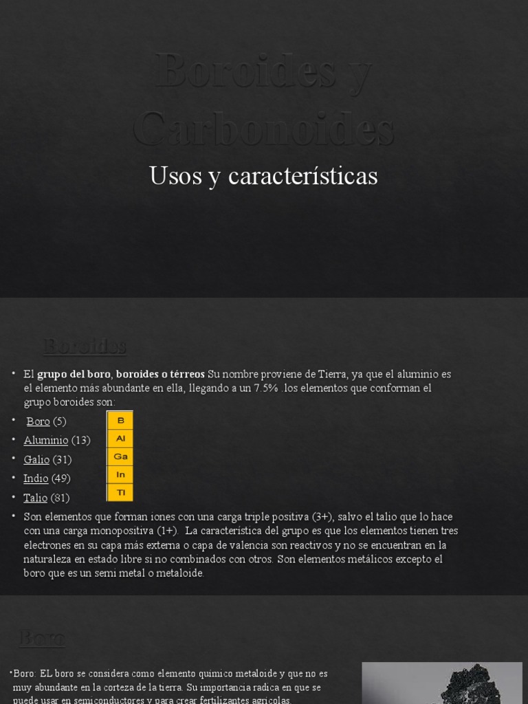 Boroides y Carbonoides | PDF | Celsius | Germanio