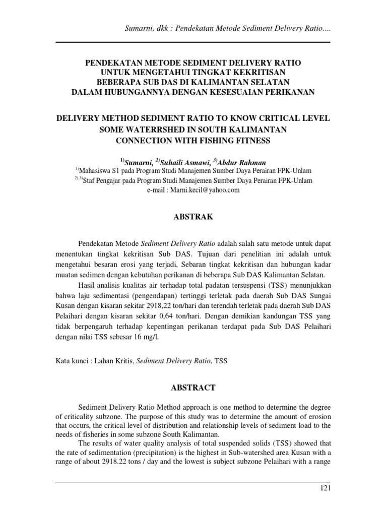 Pendekatan Metode Sediment Delivery Ratio Untuk Me Pdf