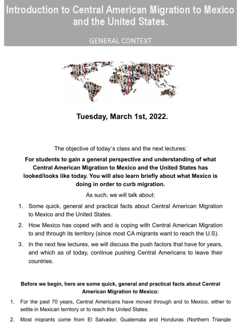 1 March Intro To CA Migration To Mexico and The US | PDF | Central ...