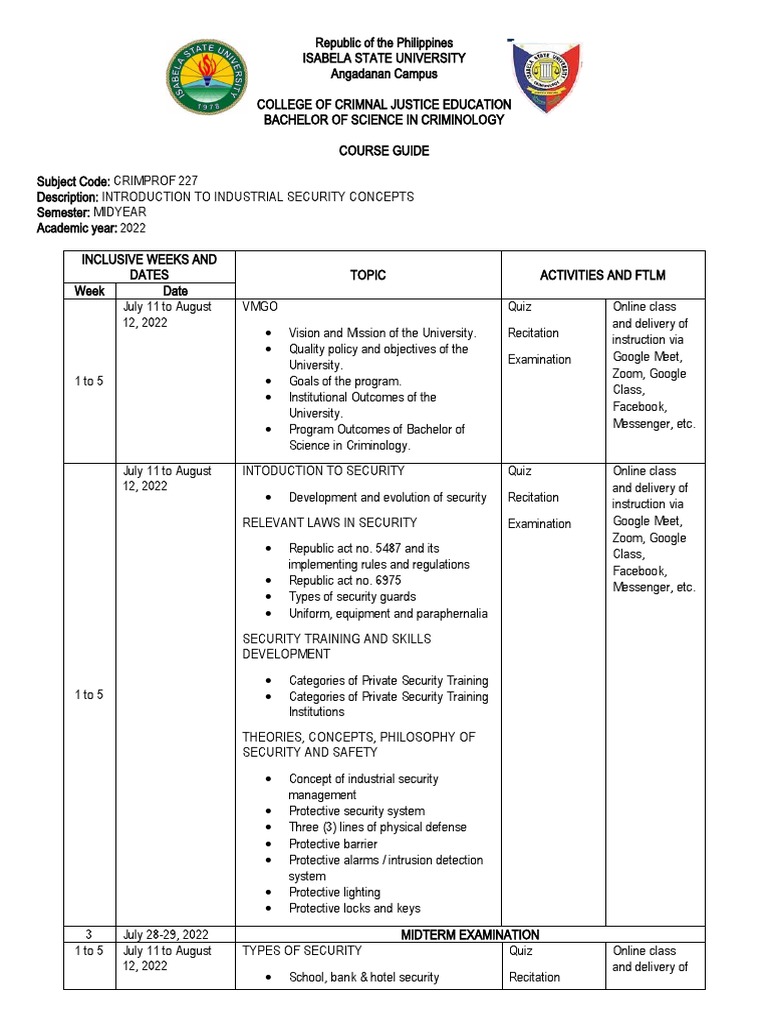 Course Guide Security | PDF | Security Guard | Test (Assessment)