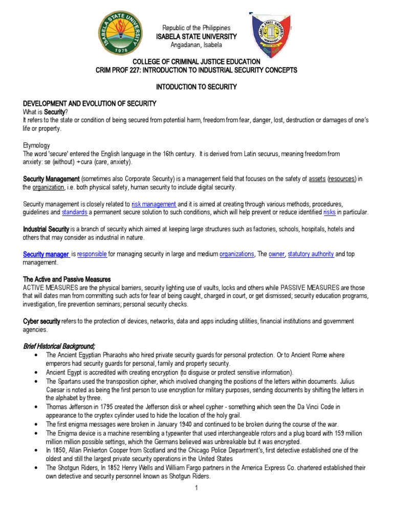 Notes Industrial Security Concepts | PDF | Security Guard | Physical ...