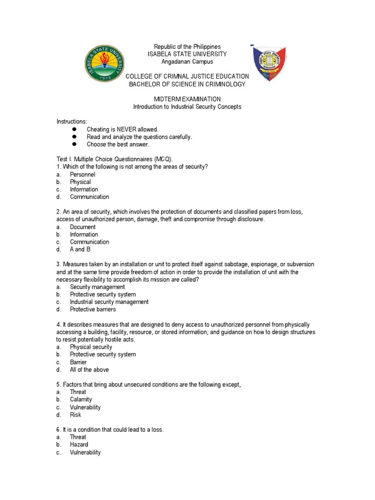 Midterm Exam Template | Download Free PDF | Security Guard ...