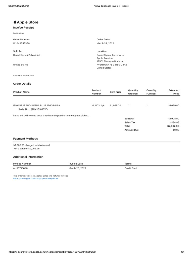 Apple Store : Invoice Receipt | PDF | Invoice | Receipt