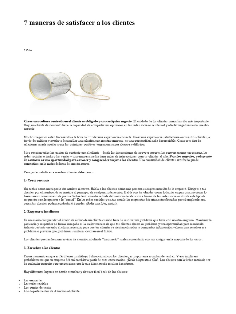 7 Claves para Satisfacer Clientes | PDF | Cliente | Business