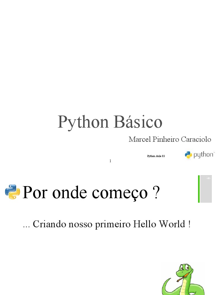 Aula 3 Python Basic o | PDF | Python (linguagem de programação ...