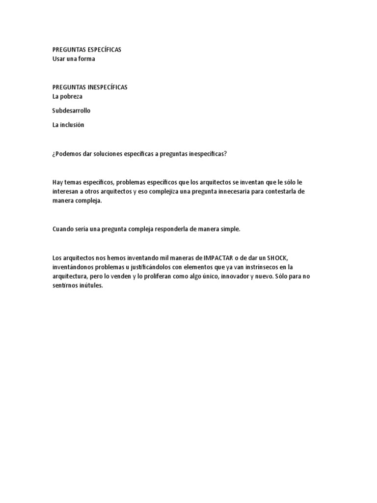 Respuestas Específicas A Preguntas Inespecíficas | PDF