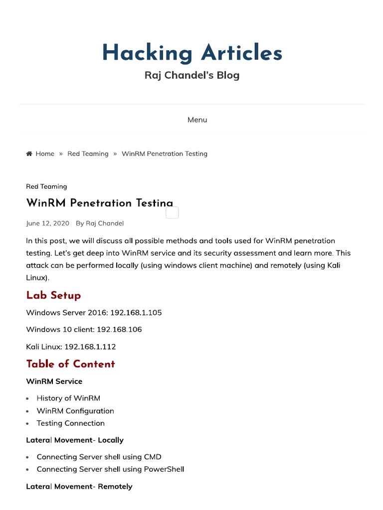 WinRM Penetration Testing | PDF
