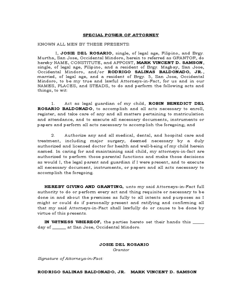 Grantor Signature of Attorneys-in-Fact | Download Free PDF | Power Of ...