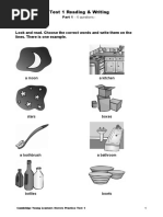 Cambridge Starters Reading & Writing Test | PDF