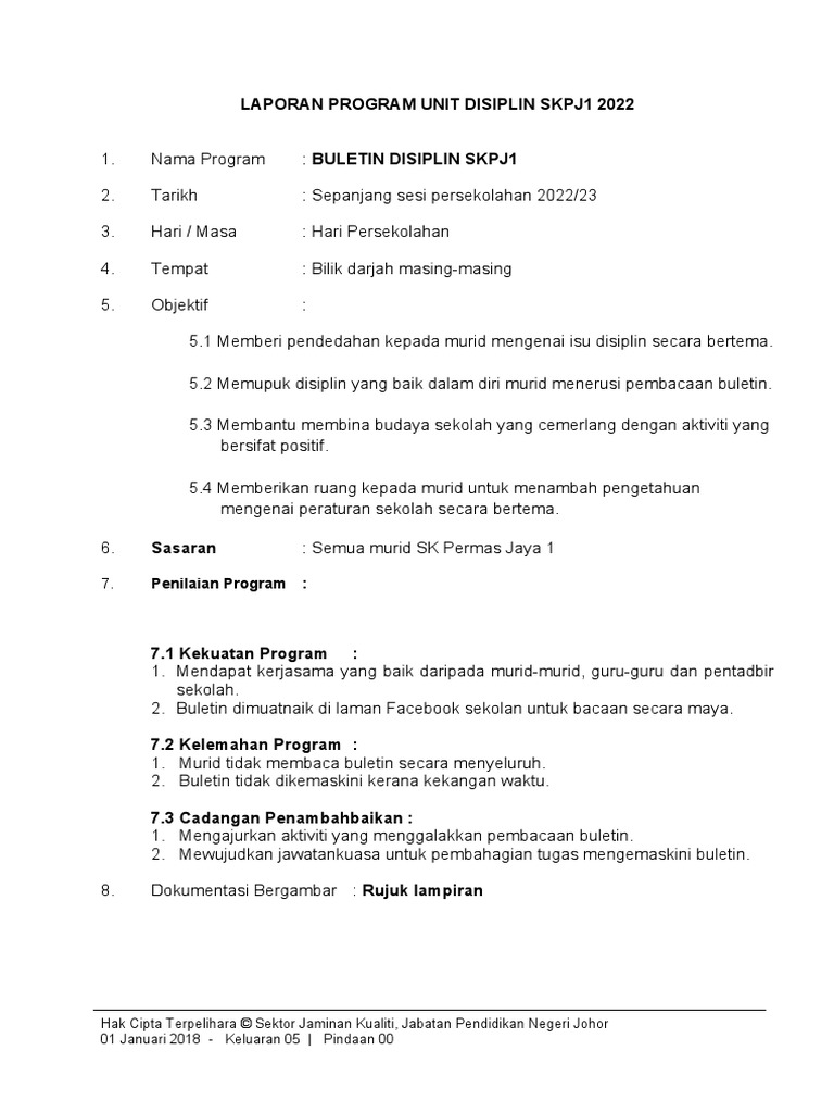 Laporan Buletin Disiplin | PDF