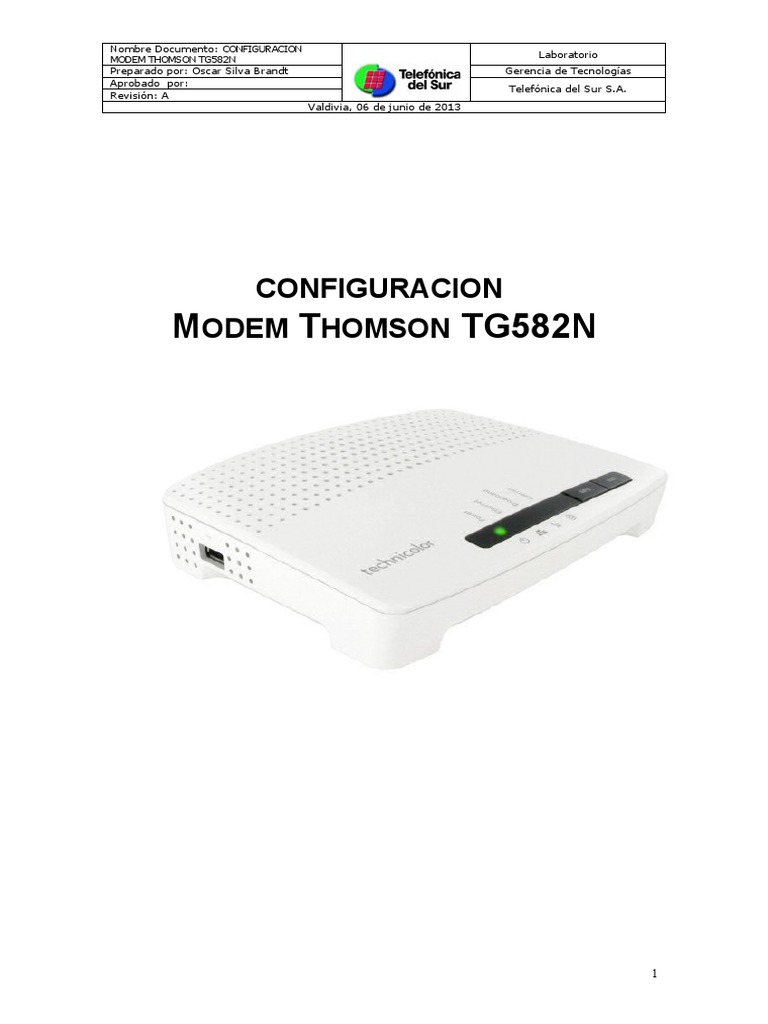 Thompson TG582n V1.3 | PDF | Módem | Contraseña