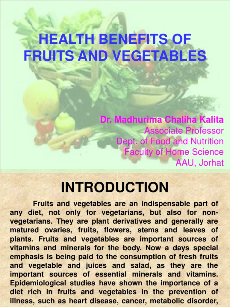 Health Benifit of Fruits & Vegetable | PDF | Vegetables | Dietary Fiber