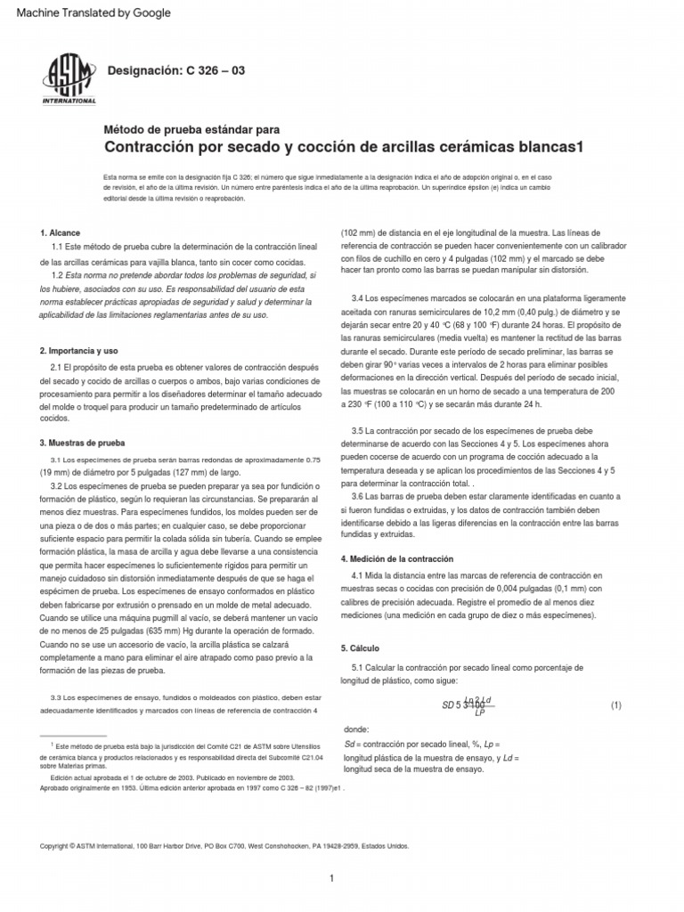 Astm C 326-03 | PDF | Extrusión | Materiales de construcción