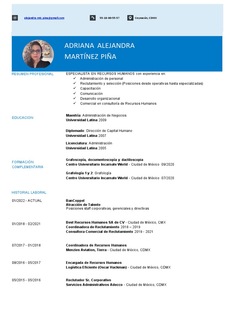 CV Alejandra MTZ 2022 | PDF | Gestión de recursos humanos | Ciudad de México