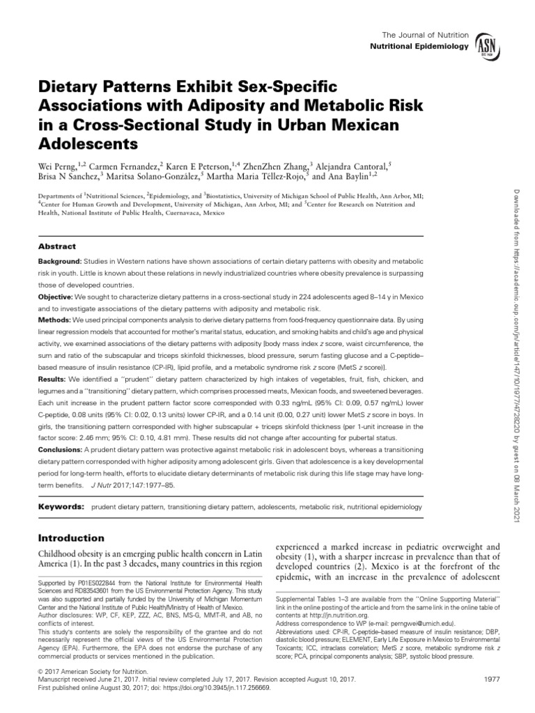 Dietary Patterns Exhibit Sex Specific 3 Pdf Obesity Foods