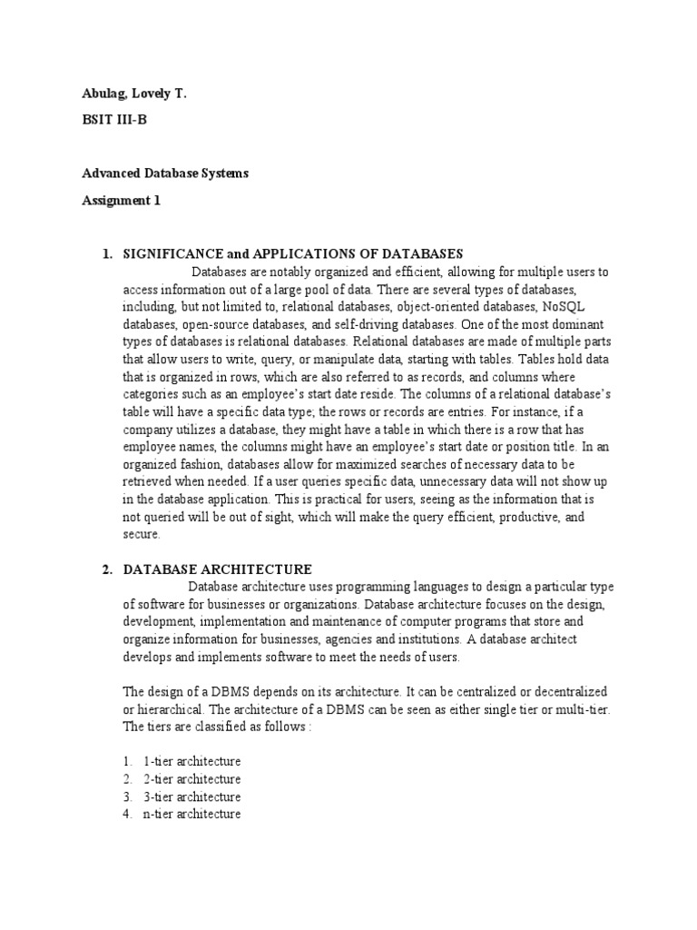 Abulag, Lovely T. Bsit Iii-B | PDF | Databases | Relational Model