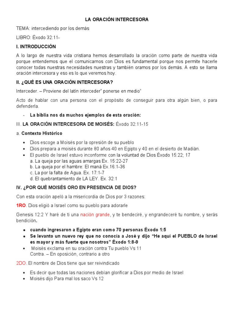 La Oración Intercesora | PDF | Oración | Libro del éxodo