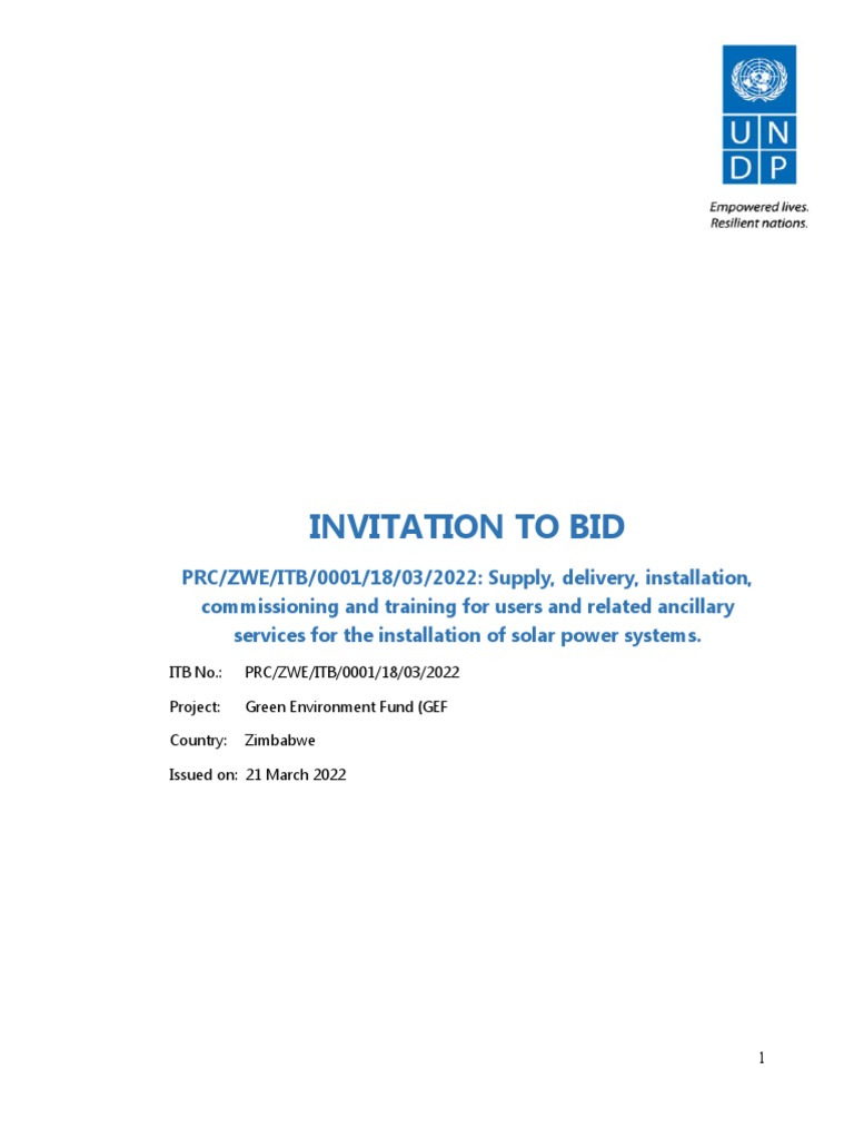 Invitation To Bid (ITB) Solarr | PDF | Consortium | Specification ...