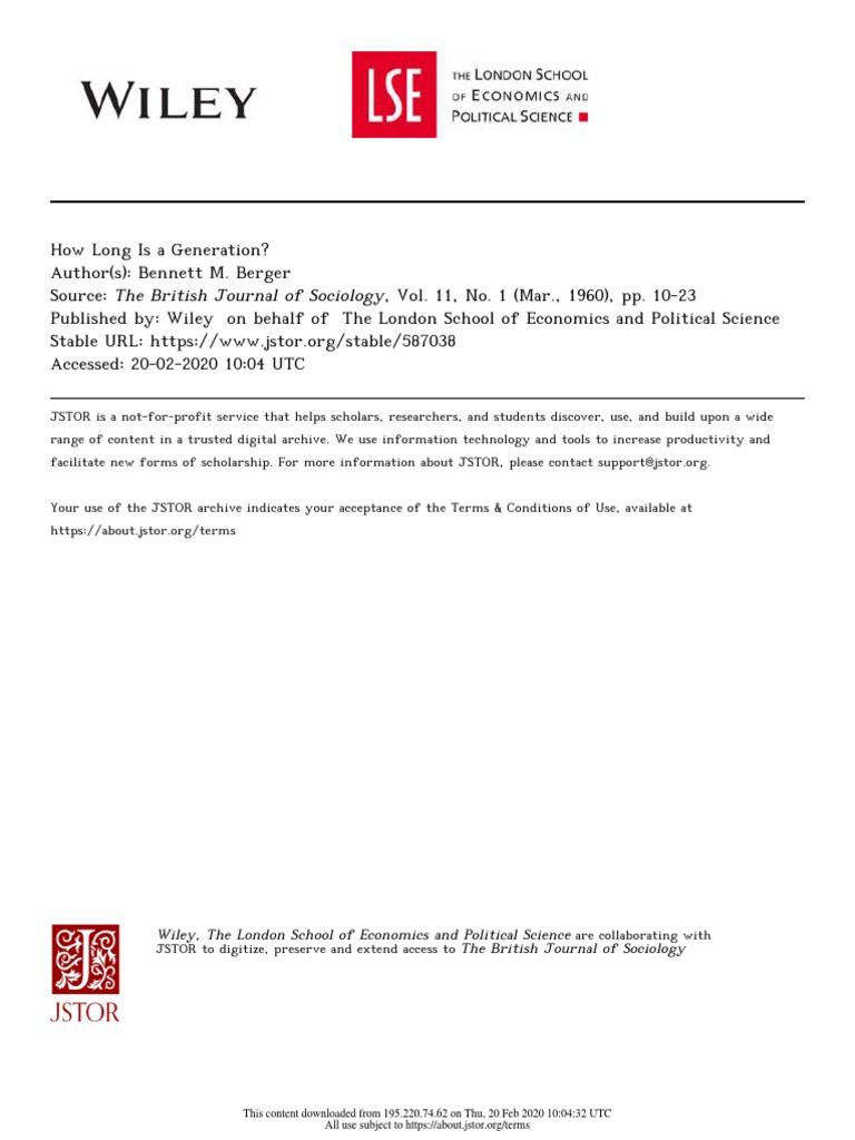 How Long Is A Generation | PDF | Sociology | Adolescence