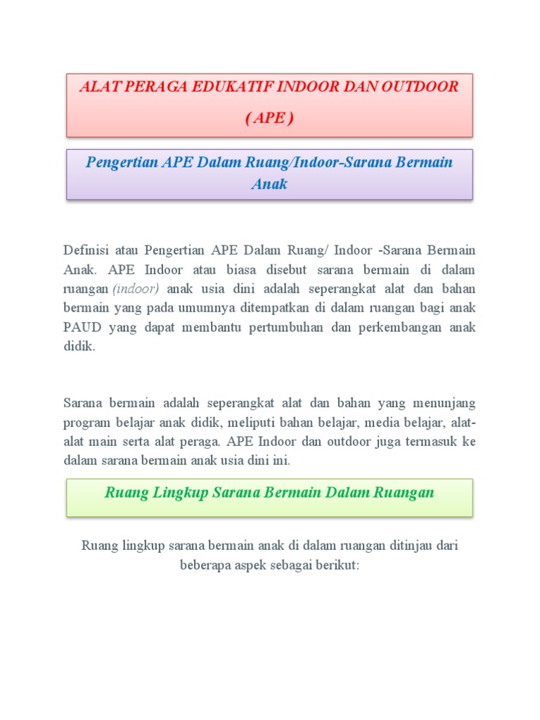 Definisi Atau Pengertian APE Dalam Ruang | PDF