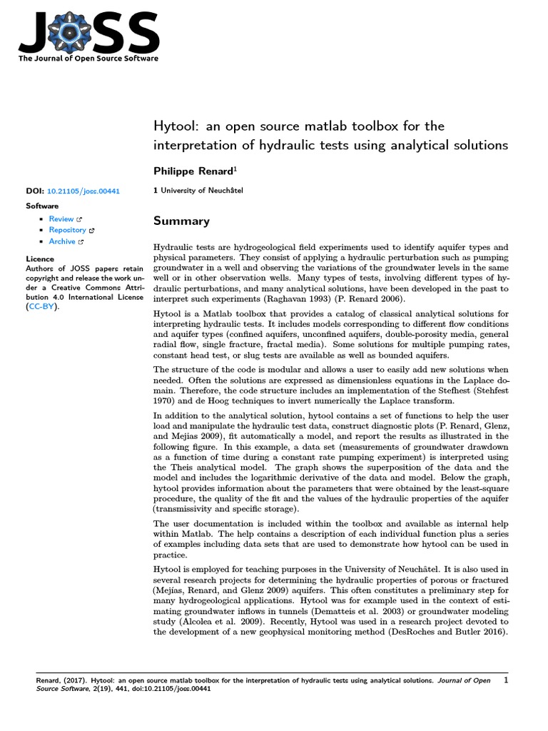 Hytool An Open Source Matlab Toolbox For The Inter | PDF | Hydrogeology ...