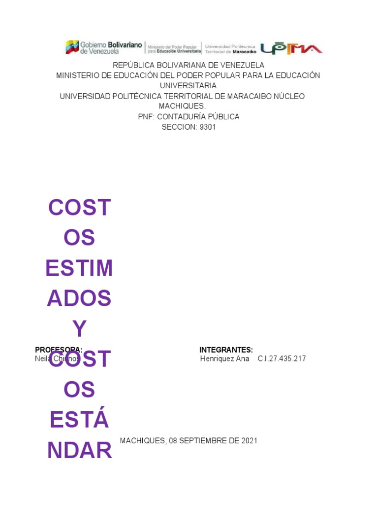 Costos Estimados y Costos Estandar | Download grátis PDF | Costo | Business