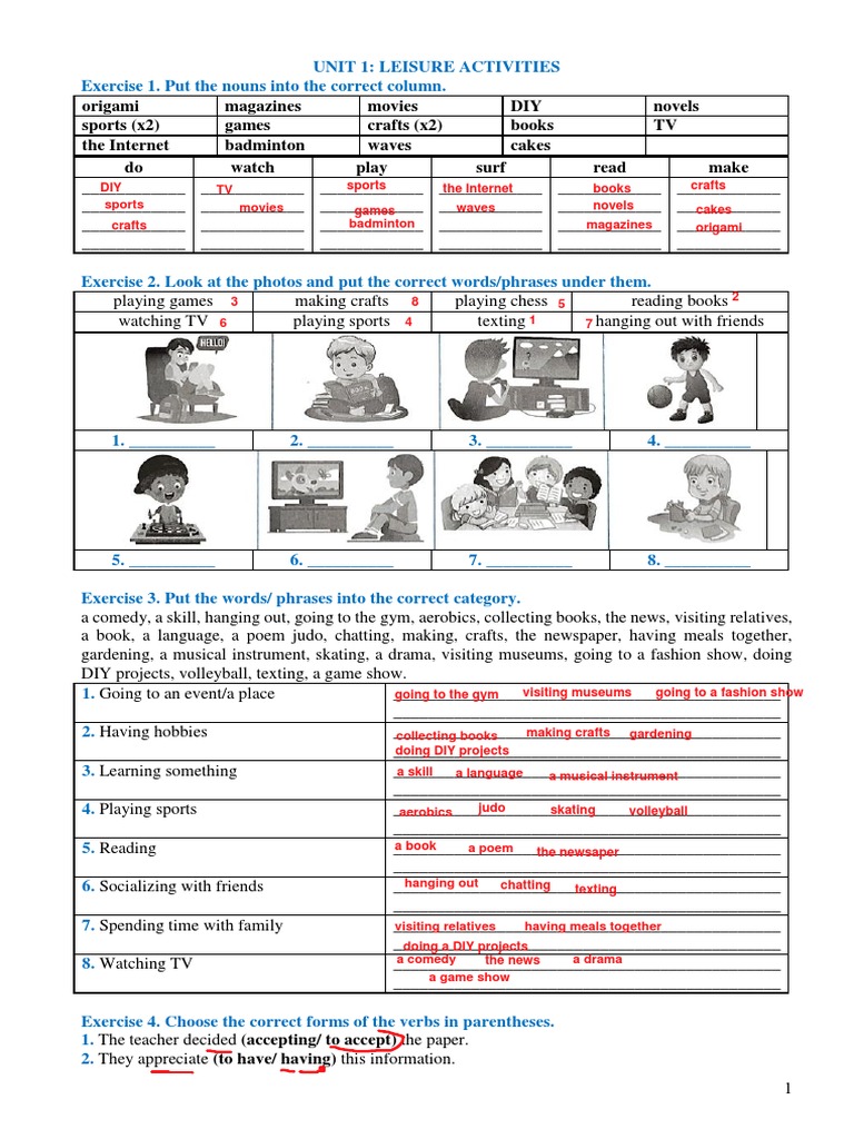 Unit 1: Leisure Activities | PDF | Leisure | Obesity