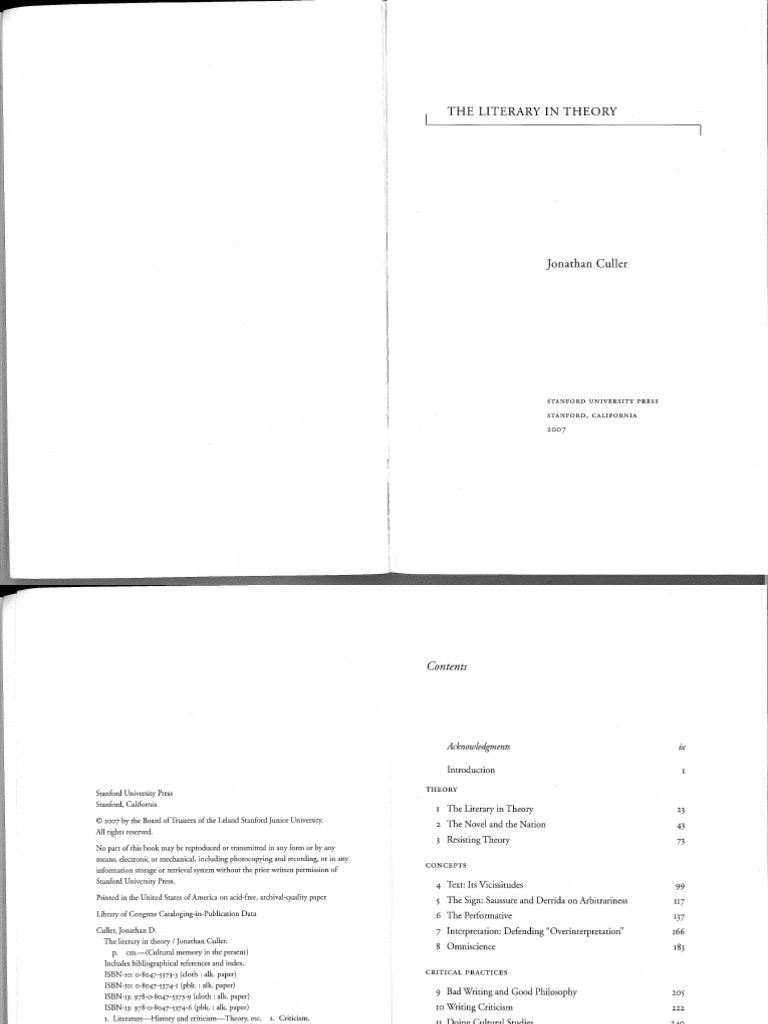 (Cultural Memory in The Present) Jonathan Culler - The Literary in ...