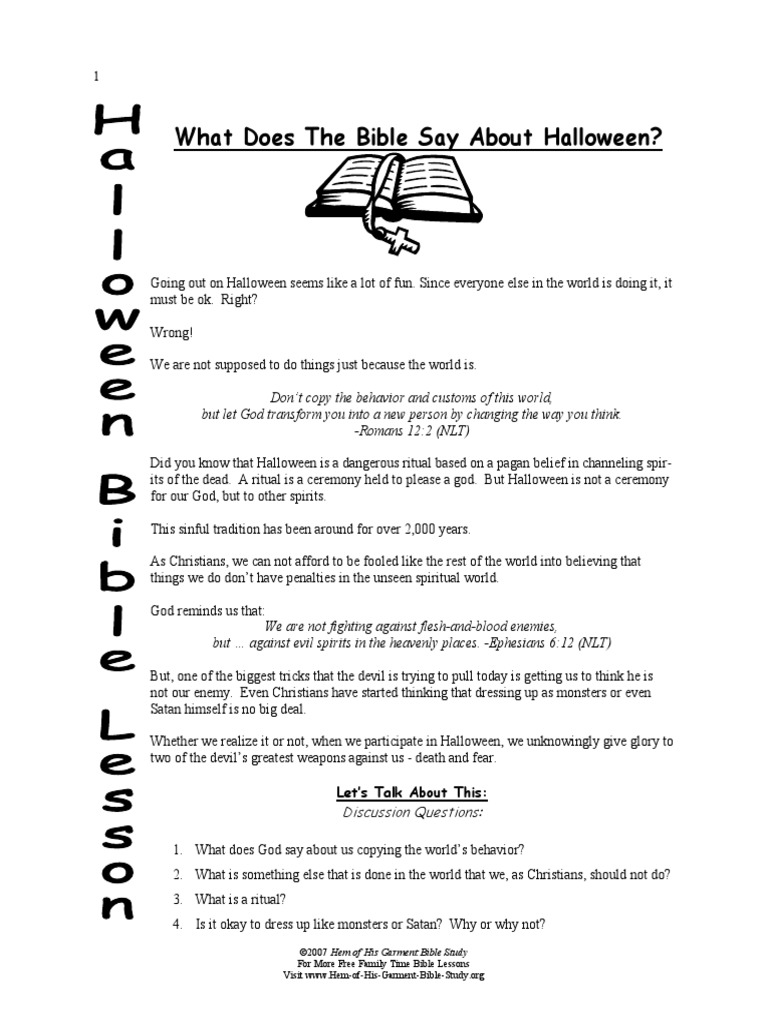 What Does The Bible Say About Halloween?: Discussion Questions | PDF ...