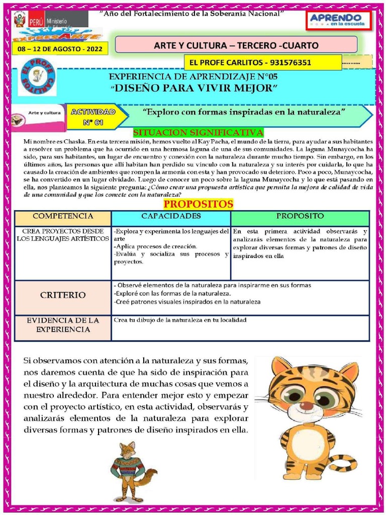 Experiencia de Aprendizaje #05 - Actividad 1 - 3ero y 4to - Arte y Cultura - 00001 | PDF