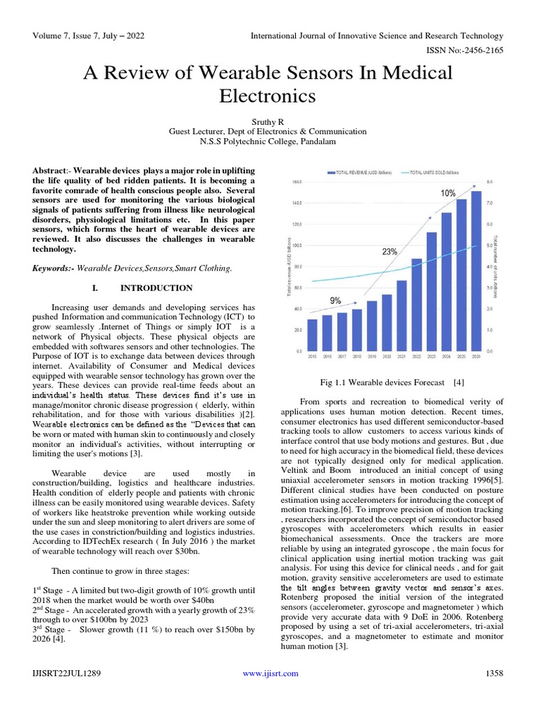 A Review of Wearable Sensors in Medical Electronics | PDF | Accelerometer | Wearable Technology