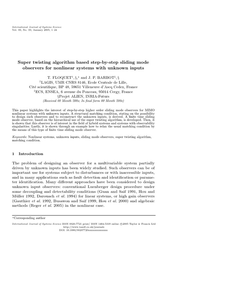 Super Twisting Algorithm-Based Step-By-S | PDF | Control Theory | Computer Science
