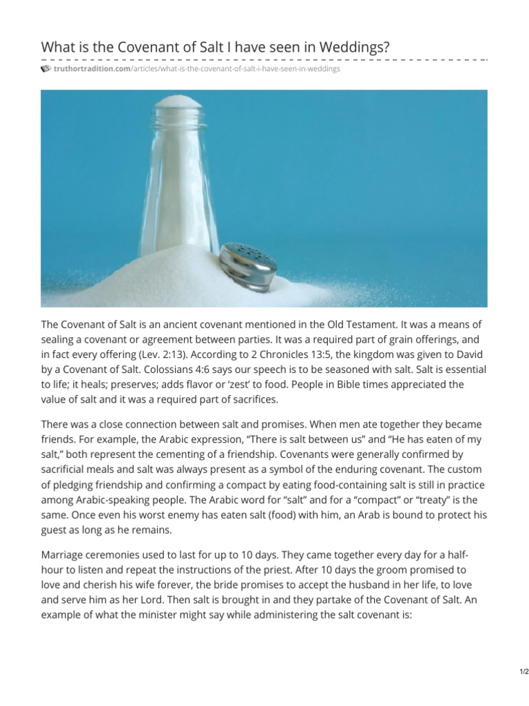 The Meaning and Tradition of the Covenant of Salt in Weddings | PDF ...