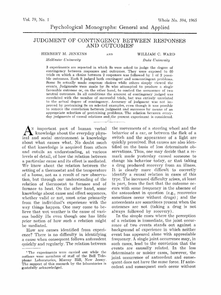 Jenkins Ward 1965 | PDF | Experiment | Reinforcement