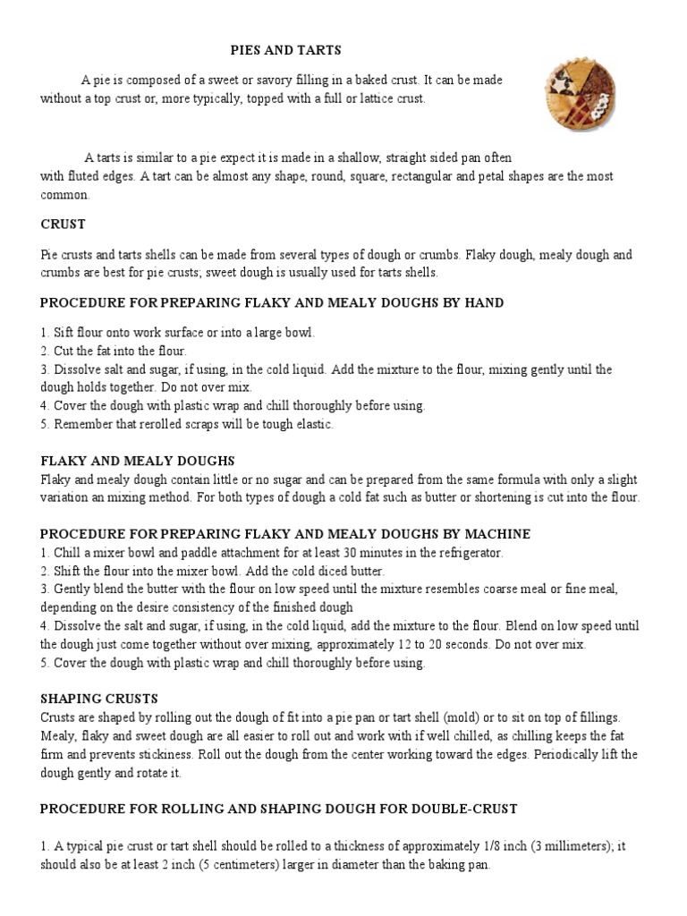 Module in Pies and Tarts | PDF | Custard | Cakes