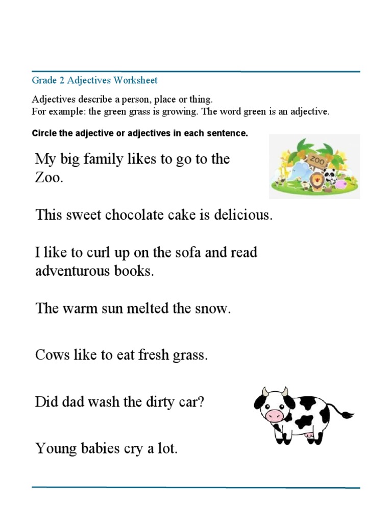Grade 2 Adjectives Worksheet | PDF
