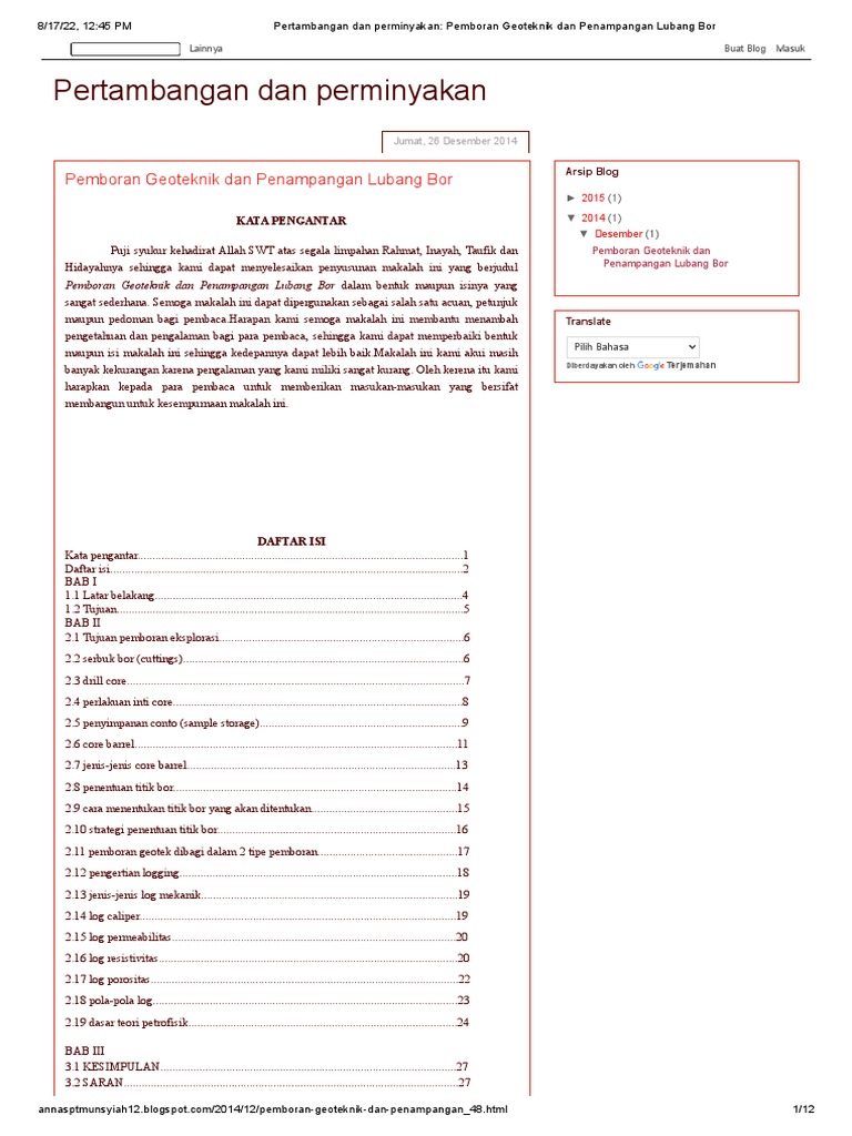 Pemboran Geoteknik dan Lubang Bor | PDF
