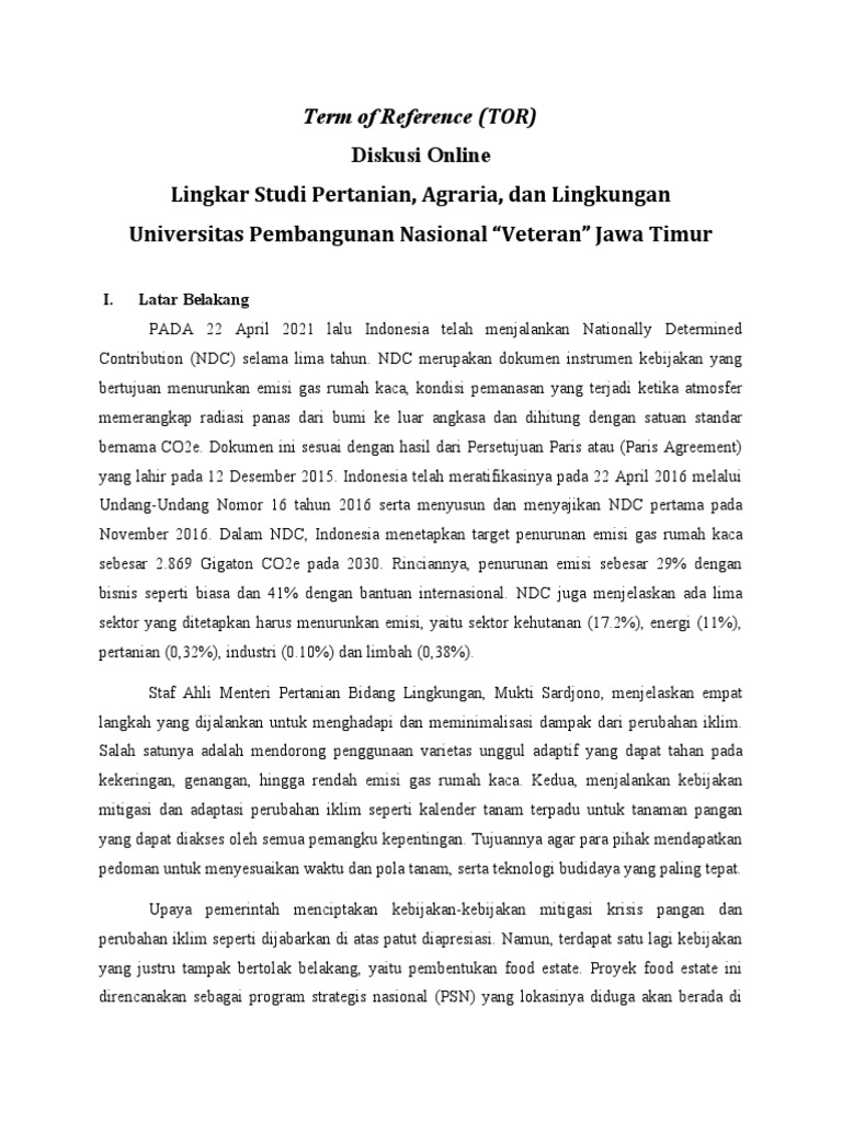 Contoh TOR Kegiatan | PDF