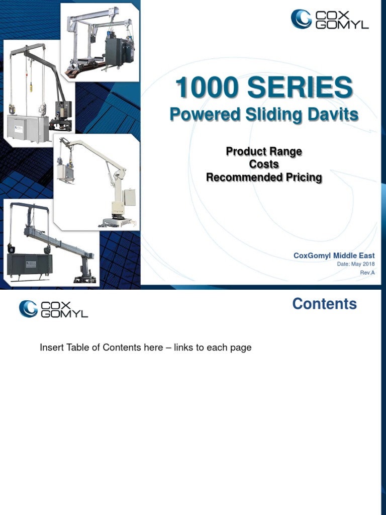 CG-1000 Series - Powered Sliding Davit Product Range | PDF | Switch ...