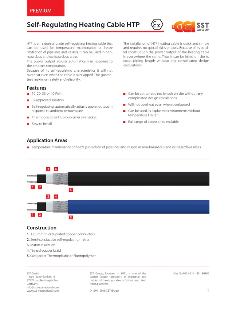 Self-Regulating Heating Cable HTP: Features | PDF | Electrical ...