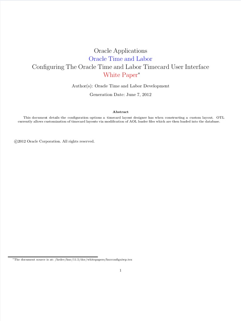 Oracle Otl Timecard Layout Customication Pdf Computer Data Software Development