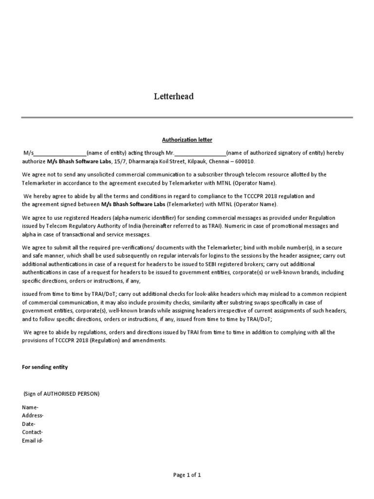 Letter of Authorization & Letter Showing Authorized Signatory | PDF ...