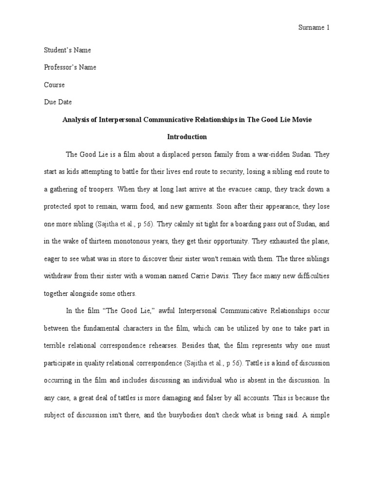 Analysis of Interpersonal Communicative Relationships in The Good Lie ...