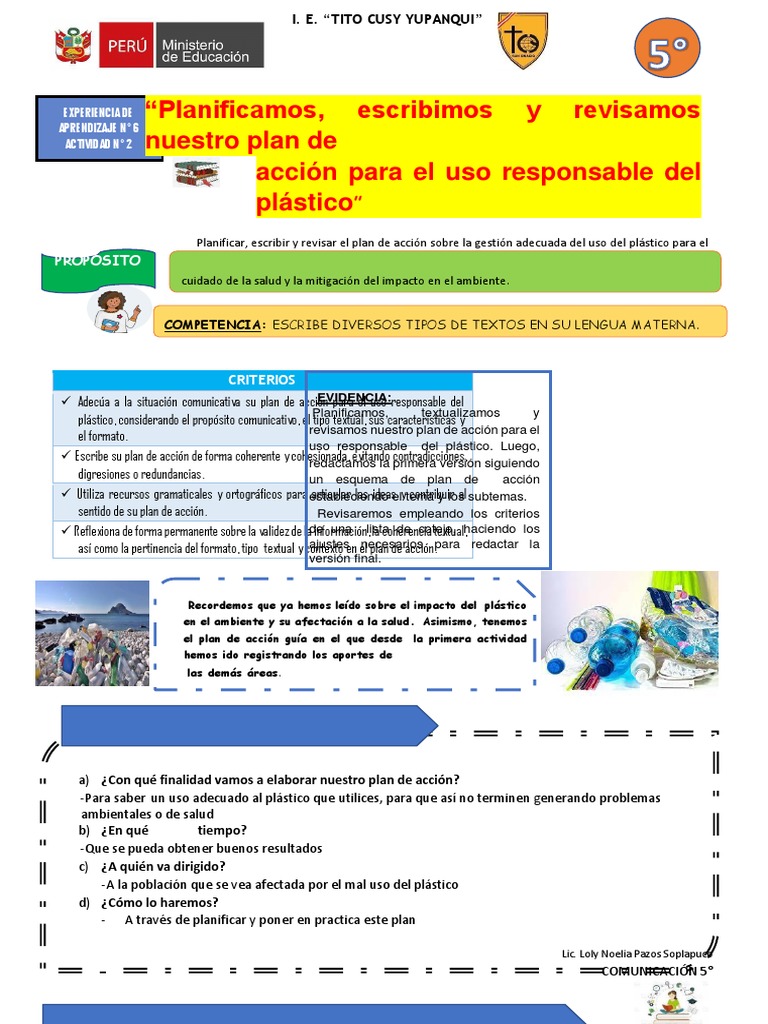 Planificamos, Escribimos y Revisamos... - ACTIVIDAD | PDF | El plastico ...