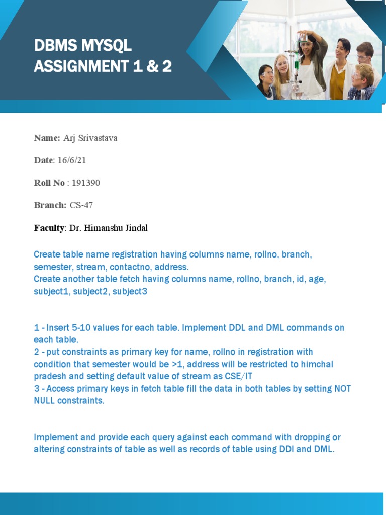 DBMS Mysql Assignment 1&2 | PDF | Computer Science | Information Management