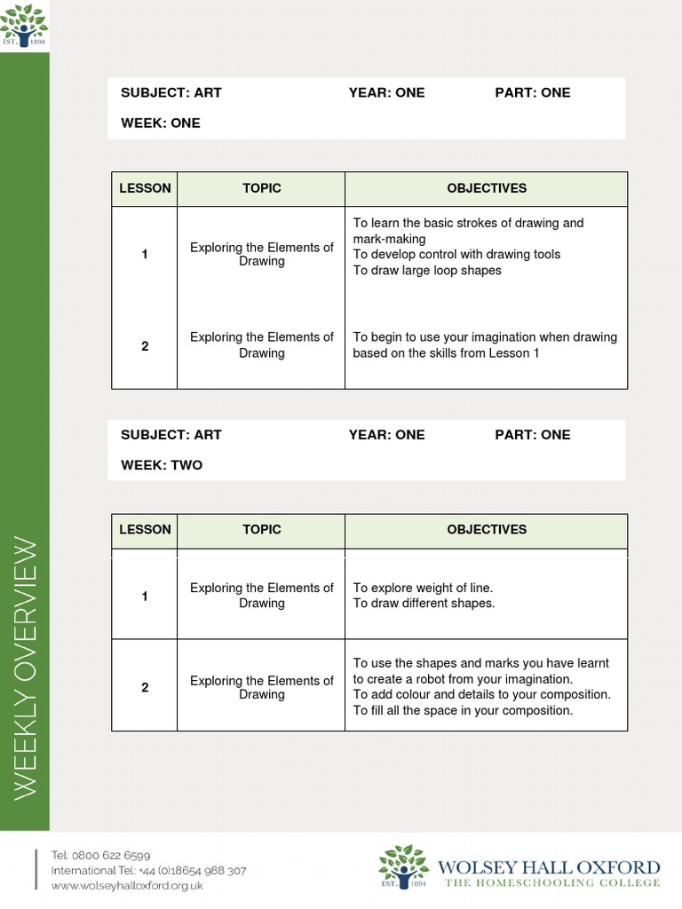 Art Curriculum for Year One Students | PDF | Paintings | Drawing