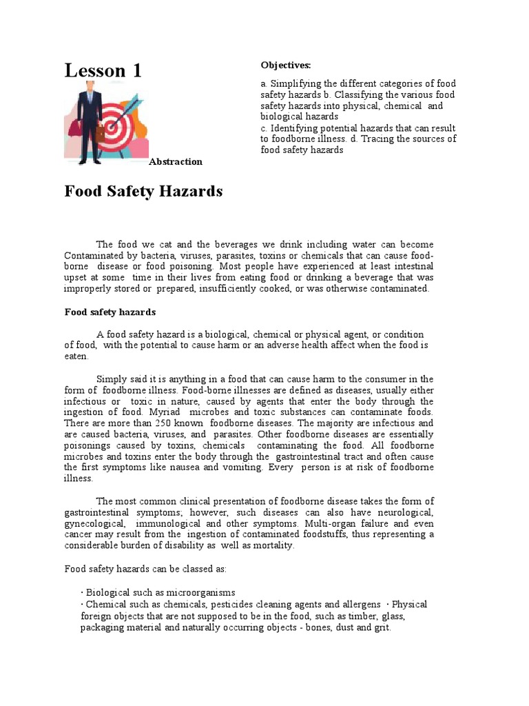 Lesson 1 Food Safety Hazards | PDF | Foodborne Illness | Foods