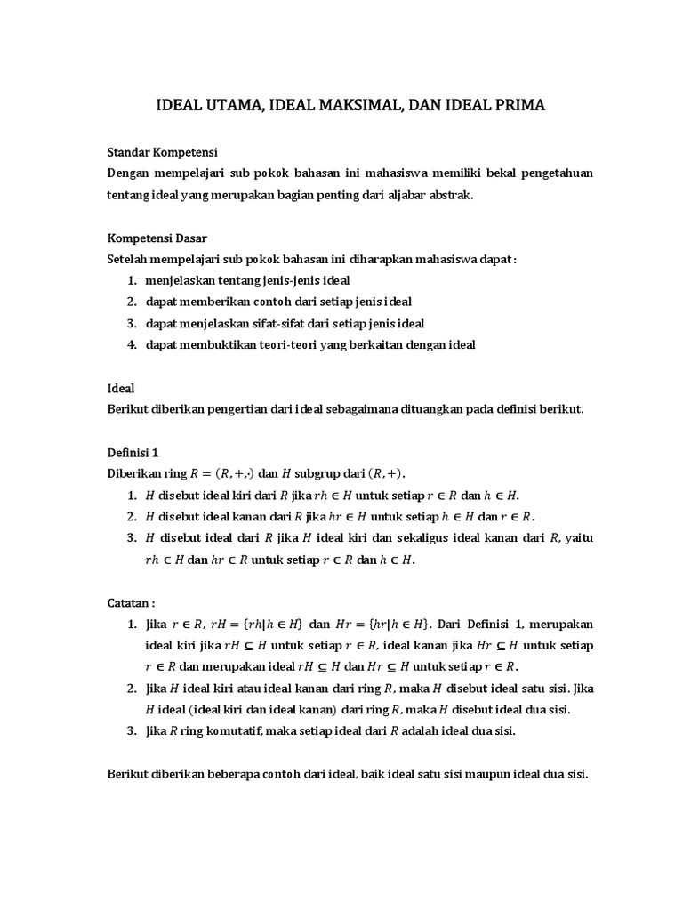 IDEAL PRINCIPAL, IDEAL MAKSIMAL, DAN IDEAL PRIMA | PDF